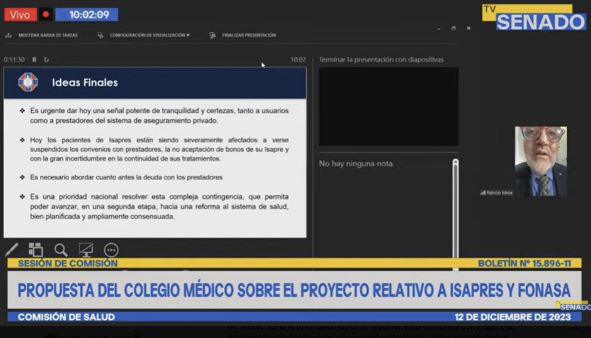 Dr. Meza expuso ante Comisión de Salud del Senado al iniciarse la discusión por Ley Corta de ...
